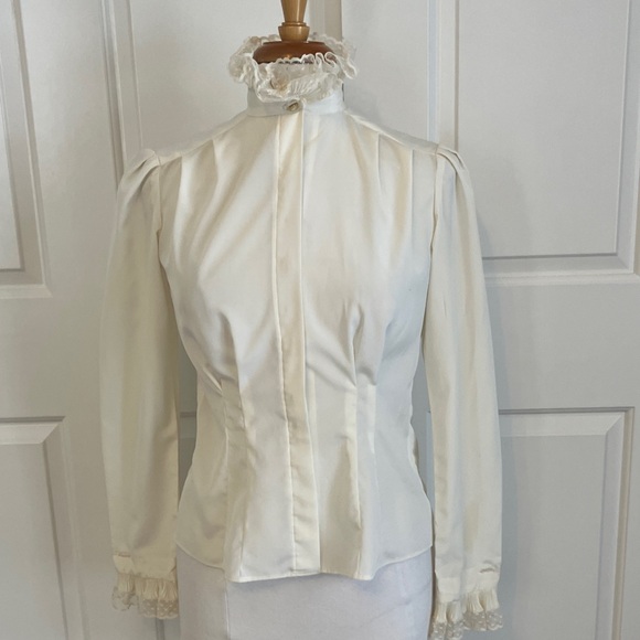 d. Polimeni for POGIA | Tops | Vintage Cream Womens Blouse With Ruffle ...
